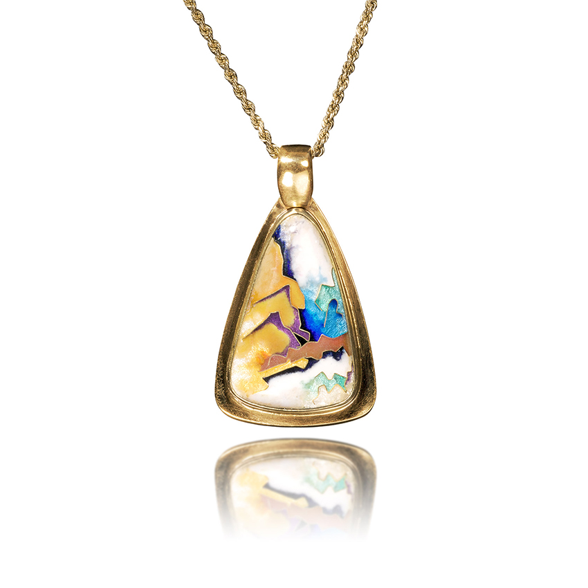 Abstract Pendant in Cloisonne - Patsy Croft Jewelry