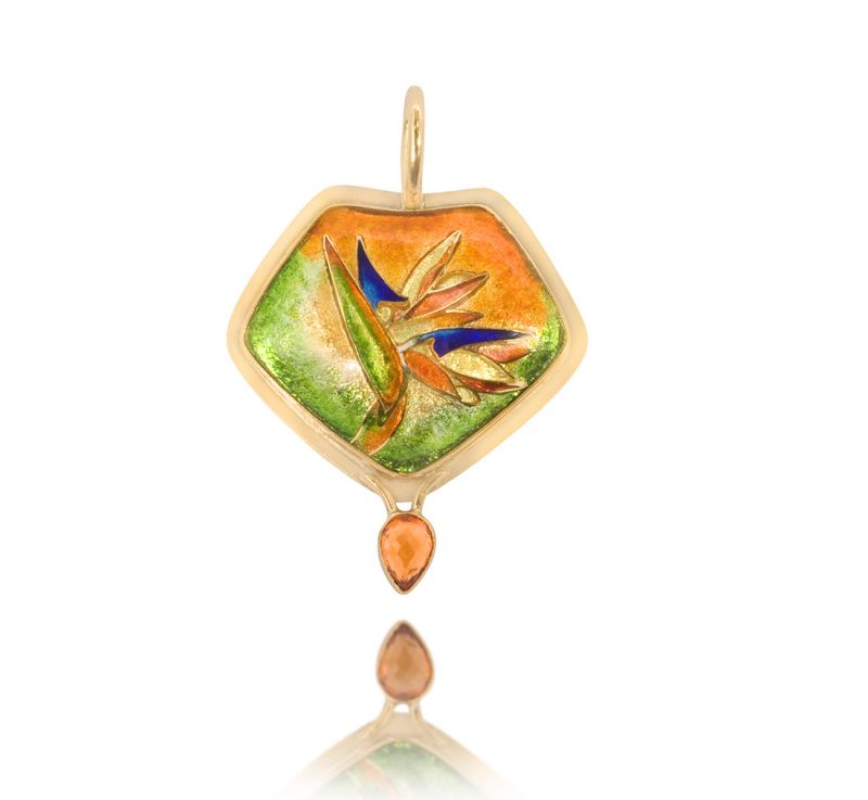 Bird of paradise pendant | Cloisonne Jewelry | Enamel Jewelry - Patsy ...