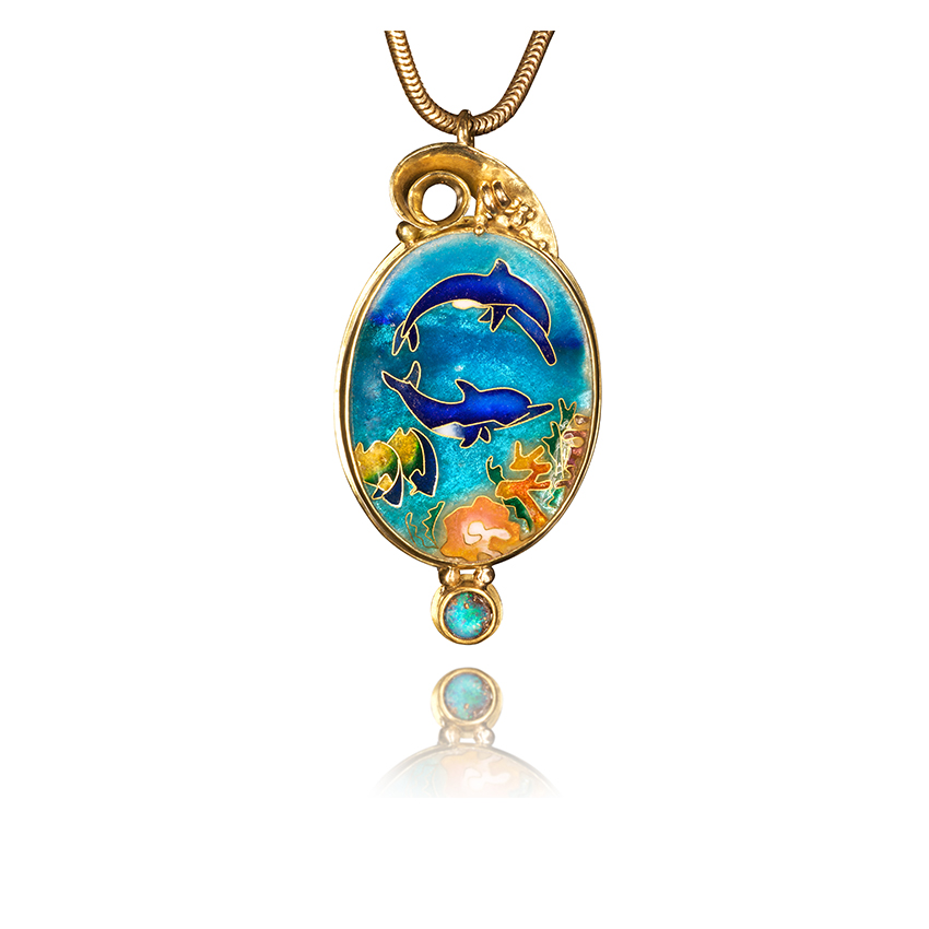Echo | Dolphins Necklace | Cloisonné | Patsy Croft Jewelry