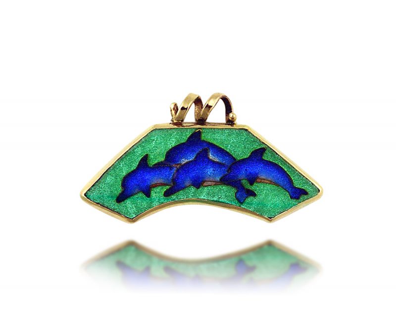 wave-of-dolphins-cloisonne-jewelry-enamel-jewelry - Patsy Croft Jewelry