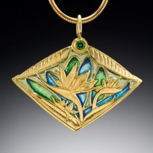 Plique a Jour Bird of Paradise Pendant - Patsy Croft Jewelry